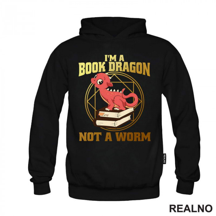 I'M A BOOK DRAGON NOT A WORM - GOLDEN - BOOKS - ČITANJE - KNJIGE - DUKS