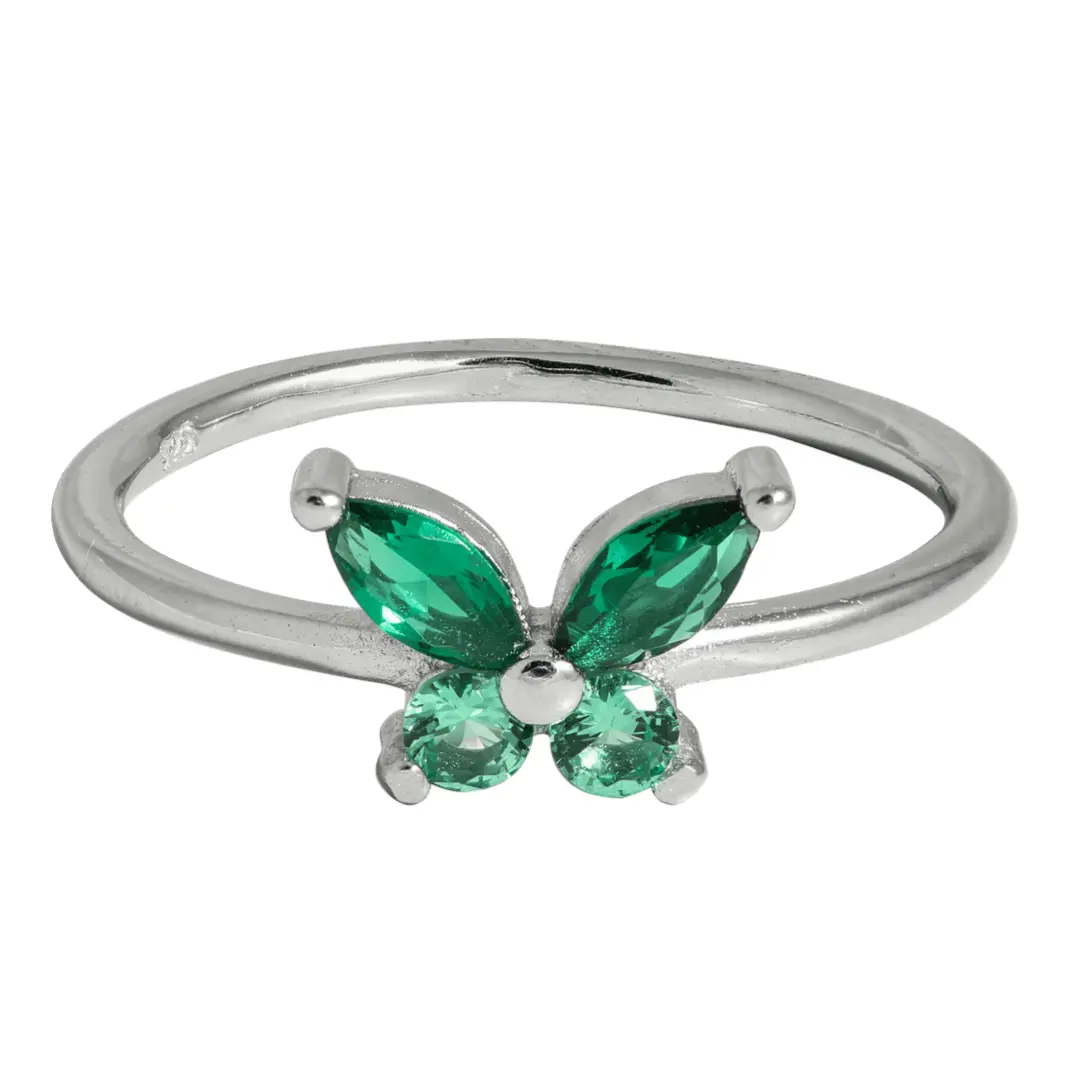 J&B JEWELLERY Srebrni prsten 925 16 mm - 000095G zeleni
