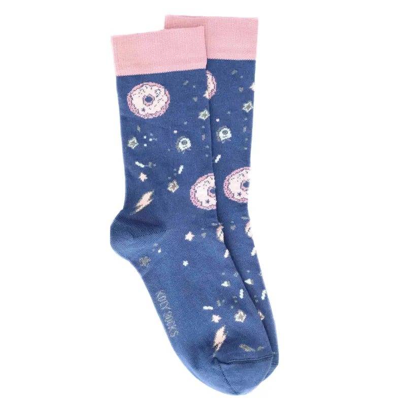 KOLY SOCKS Ženske čarape Krofne u svemiru teget