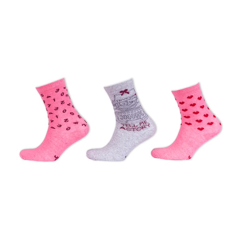 SF Ženske klasične čarape Pink (T) 3 para šarene