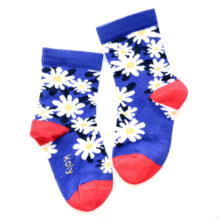 KOLY SOCKS Čarape sa cvetićima tamnoplave