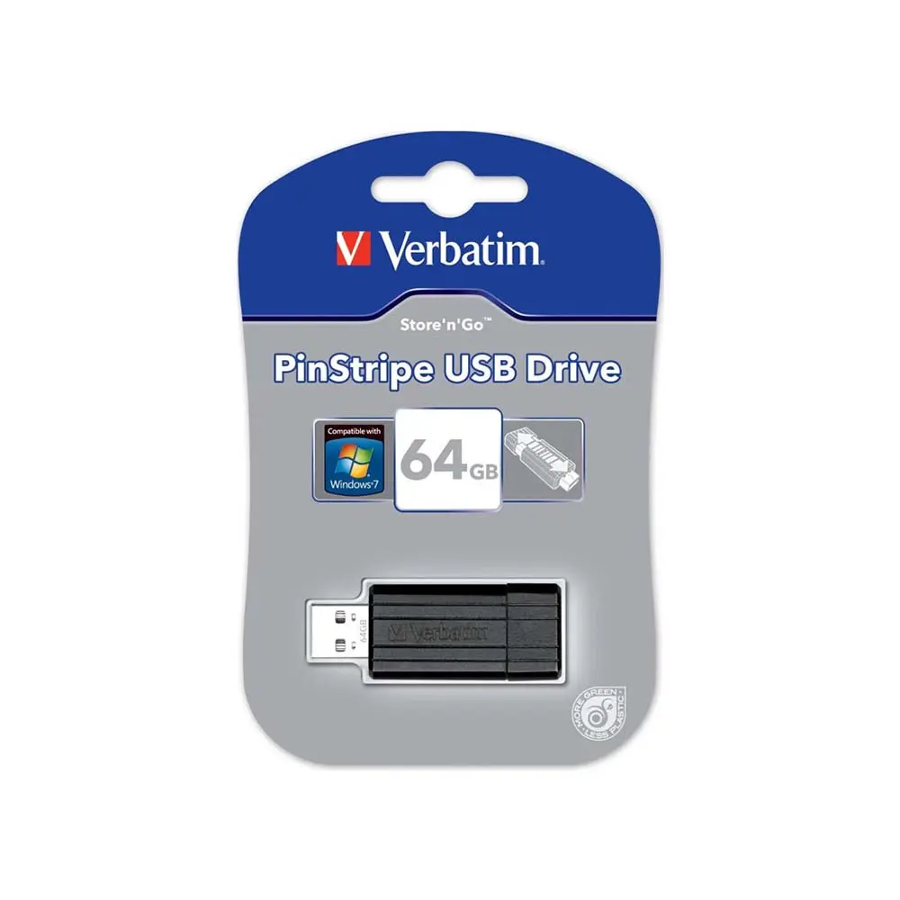 VERBATIM USB Flash 64GB Pin stripe 2.0 crni