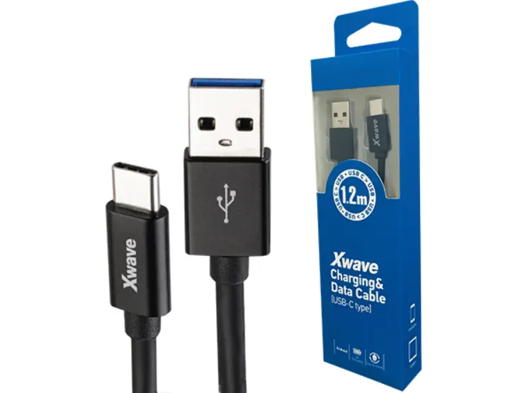 XWAVE USB kabl TIP-C 1,2m 3A pvc crni