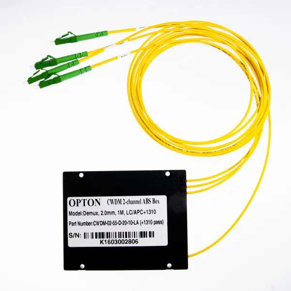 OPTON ABS Kutija Cwdm Demux 2-kanalni 1551-1571 LC/APC(+1310) žuta