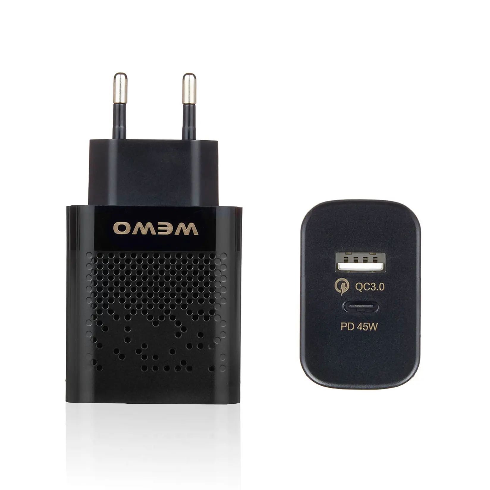 WEWO Punjač PD+USB QC 45W/3A crni