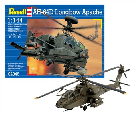 1:144 Helikopter AH-64D Longbow Apache 10x10 cm