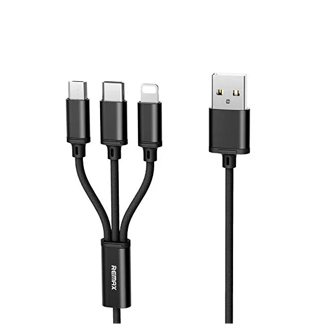 REMAX Data kabl Gition RC-131 3u1 za iPhone Lightning/Micro USB/Type C 1m crni