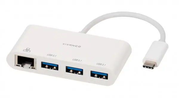 VIVANCO Adapter USB tipC/LAN+HUB 0.1