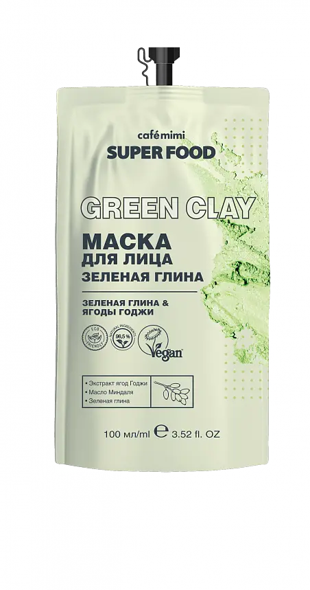 CAFE MIMI Maska za lice sa zelenom glinom i godži bobicama SUPER FOOD 100 ml