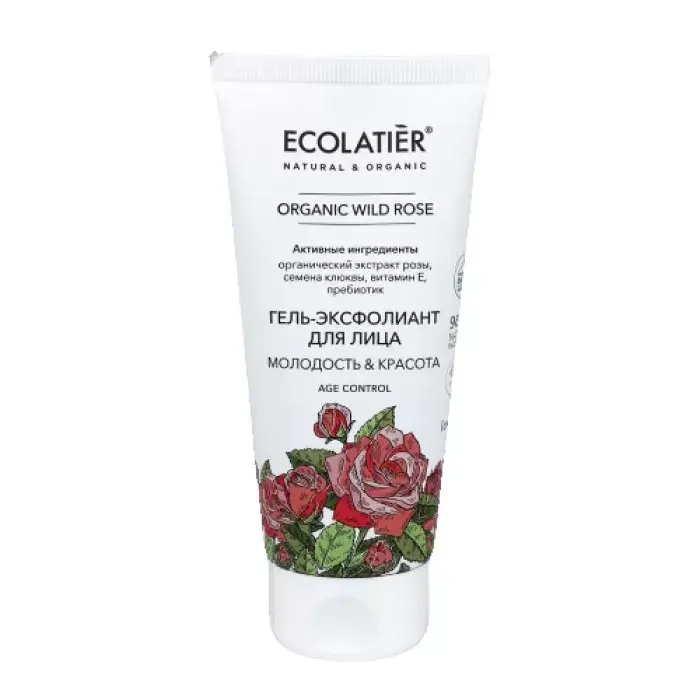 ECOLATIER Green Face Piling za lice protiv bora sa eteričnim uljima divlje ruže i vitaminom E ORGANIC WILD ROSE 100 ml