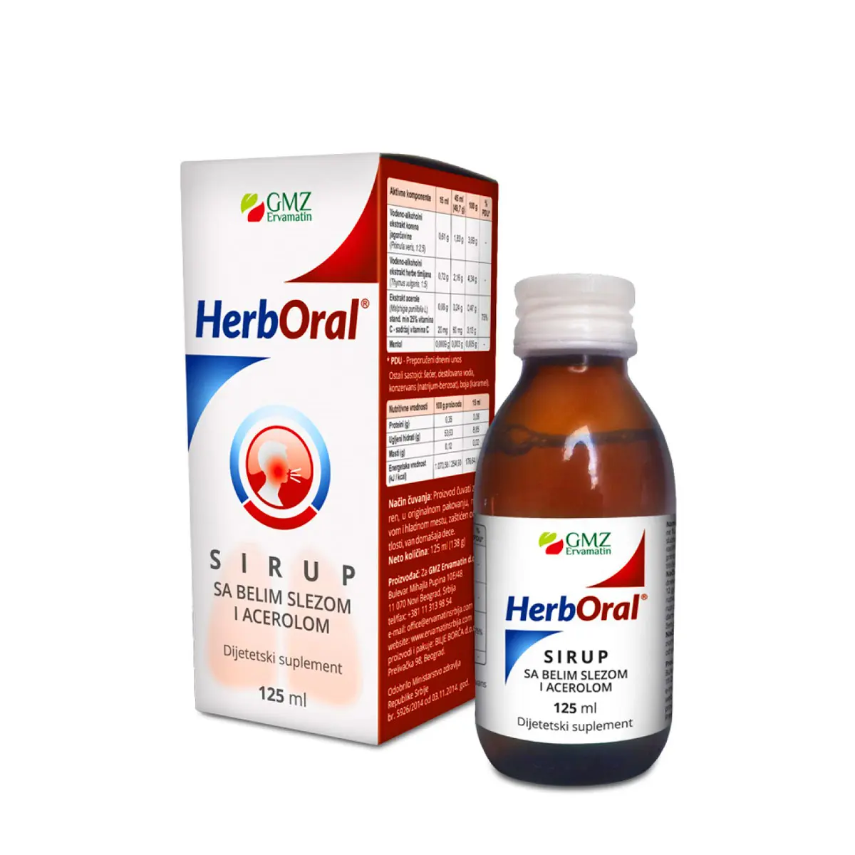 GMZ ERVAMATIN Herboral Sirup od belog sleza sa Acerolom 125ml 127518