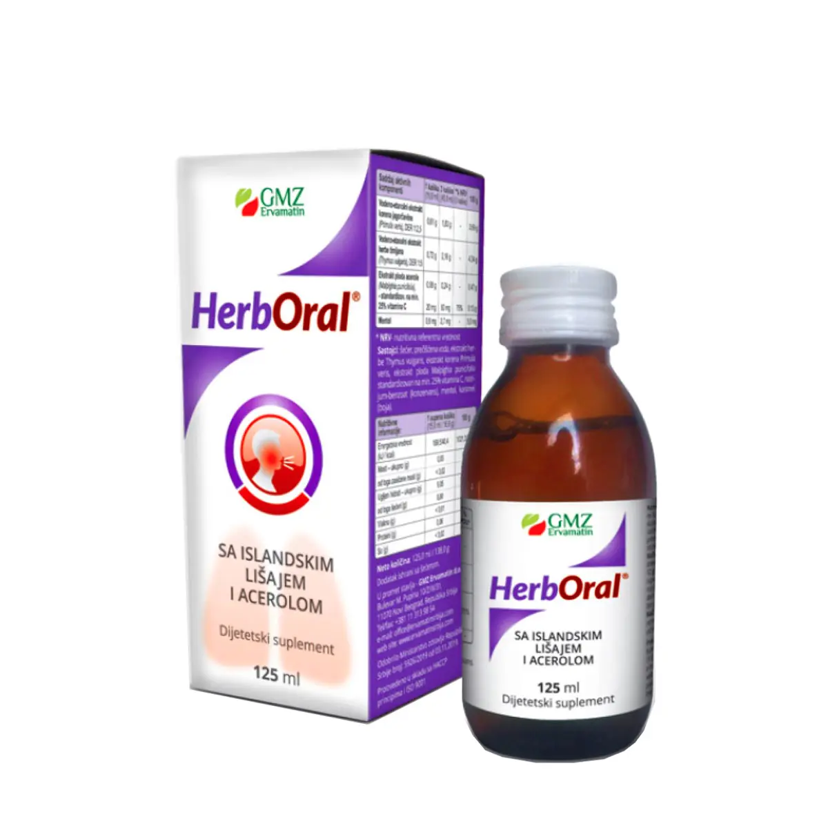 GMZ ERVAMATIN Herboral Sirup sa islandskim lišajem i acerolom 125ml 127540