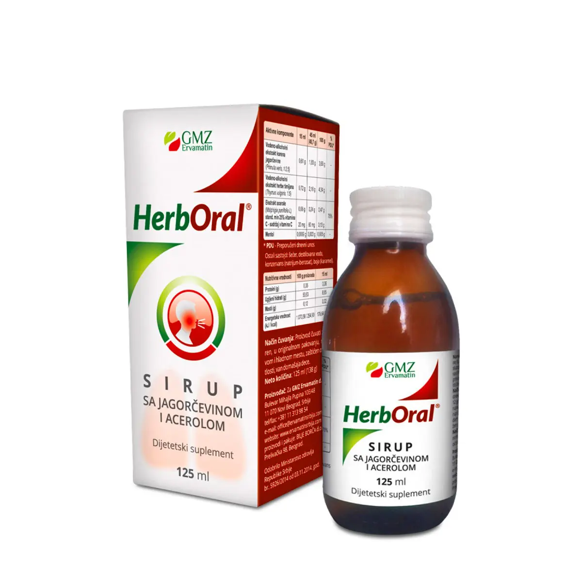 GMZ ERVAMATIN Herboral Sirup od jagorčevine sa Acerolom 125ml 127517