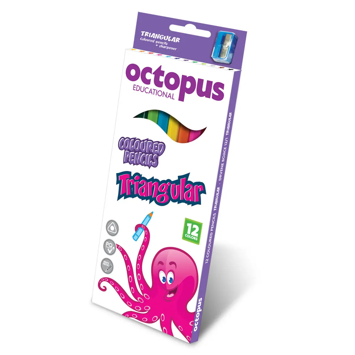 OCTOPUS Drvene boje 12/1 trouglaste sa gratis zarezačem 0362