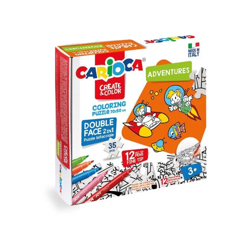 CARIOCA Set flomastera sa slagalica-bojankom Puzzle Adventures 12/1