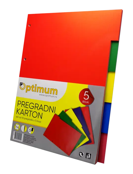 OPTIMUM Pregradni karton u 5 boja A4 50/1