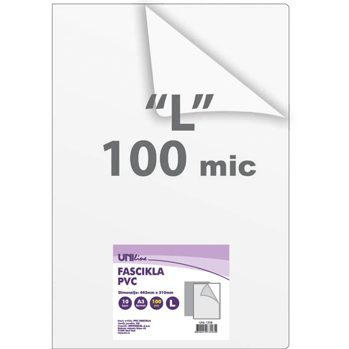 UNI LINE Fascikla A3 10/1 L 100 microna UNL-1228