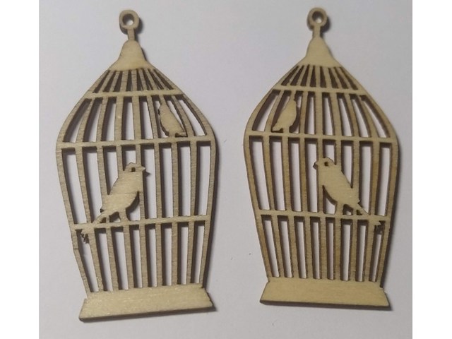 (P326) Drveni ukras kavez za ptice 1kom