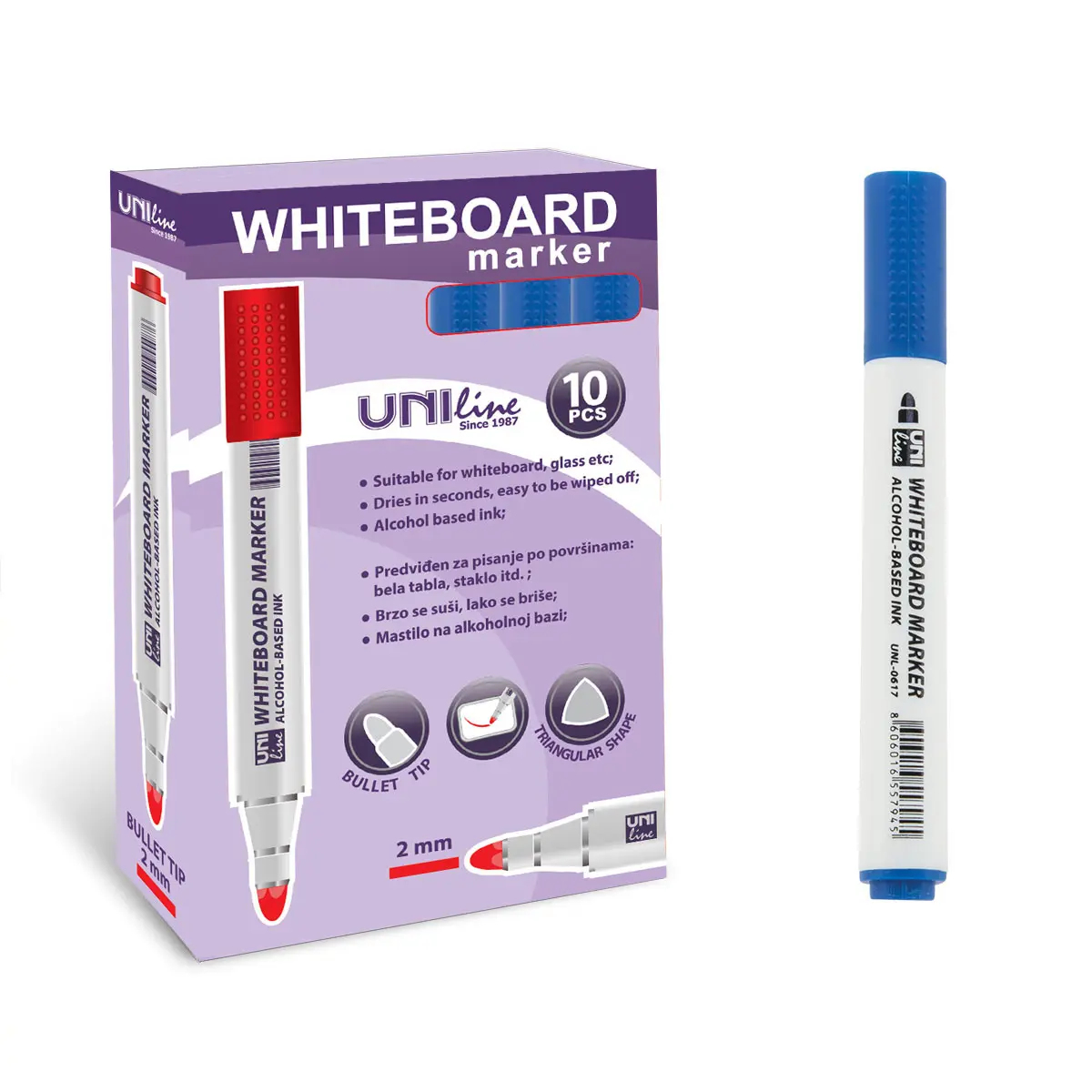 UNI LINE Marker za belu tablu sa okruglim vrhom UNL-0617 plavi