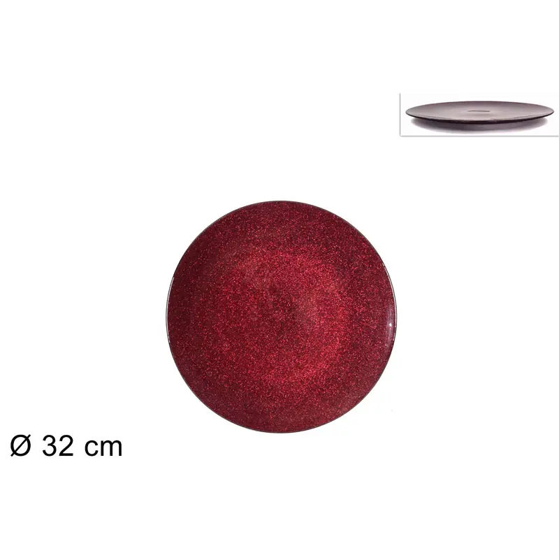 Plastični tanjir gliter 32cm CM001681C crveni