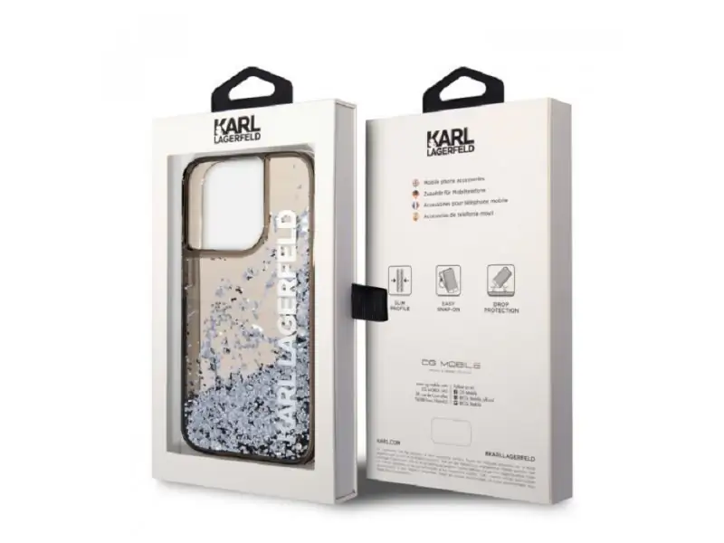 KARL LAGERFELD MASKA ZA IPHONE 14 PRO MAX LIQ. GLITTER ELONG BLACK (KLHCP14XLCKVK)