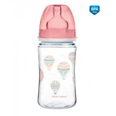 CANPOL BABIES Flašica za bebe Wide Neck Easy Start pp 35/225 240 ml roze