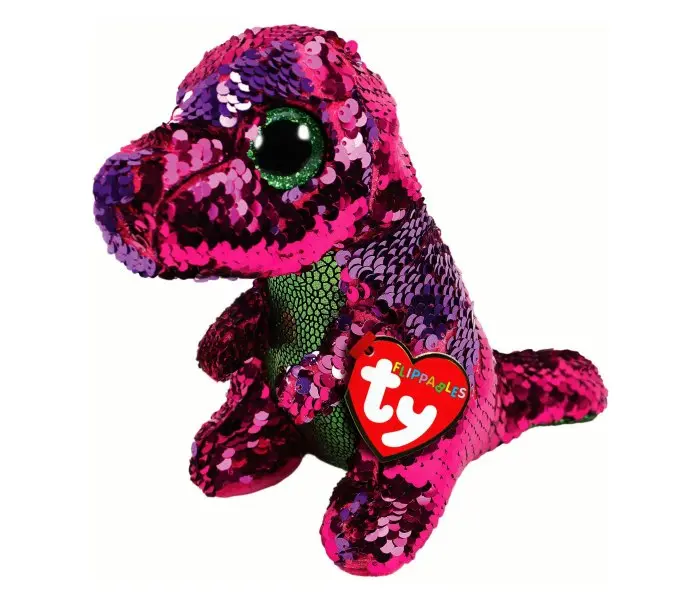 TY Plišana igračka dinosaurus Beanie Boos Flippables Stompy roze-zelena