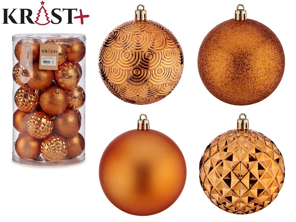 KRIST+ Set 25 ukrasnih kugli 8cm narandžasti