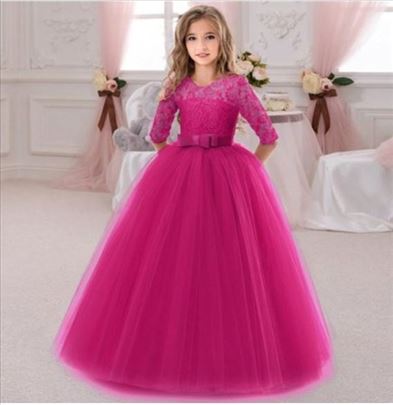 Duga, dugačka svečana haljina za devojčice, pink