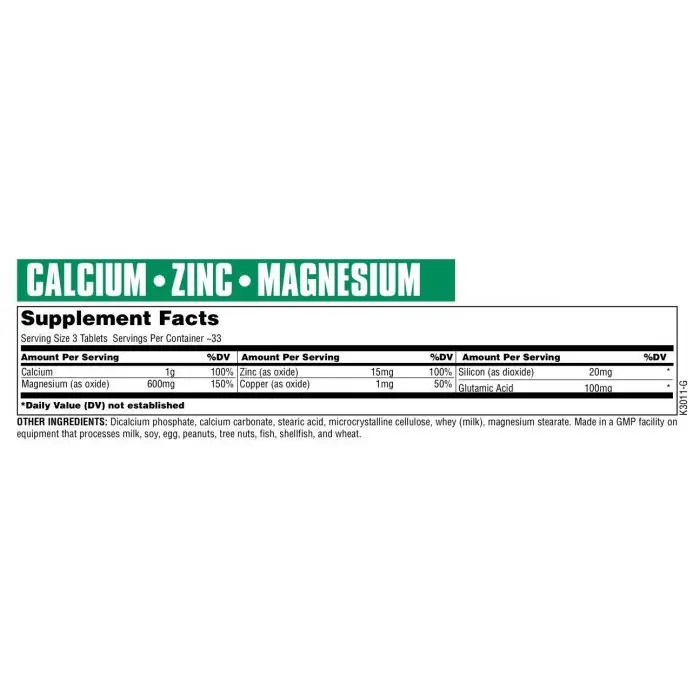 Calcium, Zinc, Magnesium 100 tab – Universal