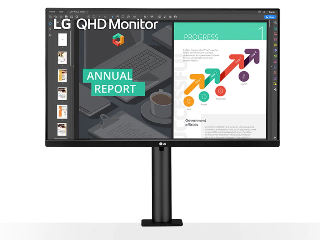 Monitor LG ERGO 27QN880P-B 27"/IPS/2560x1440/75Hz/5ms GtG/HDMIx2,DP,USB/Freesync/VESA/pivot,visina