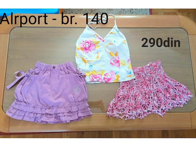 Suknje i majica za devojčice roze br. 140