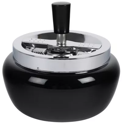 Trafika Pepeljara rotirajuca metalalna crna 11cm (22398-M)