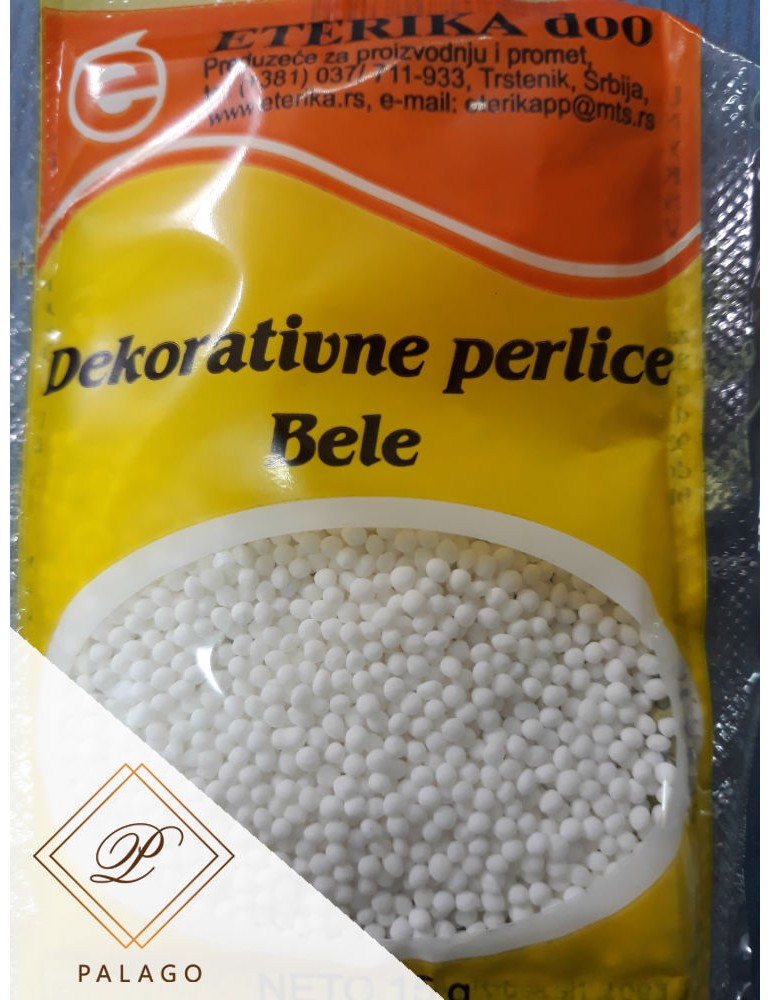 Dekorativne perlice bele 15g.