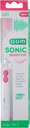 GUM
SONIC SENSITIVE električna četkica za zube na baterije, roze - ULTRA SOFT, 1 kom