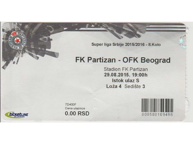 FUDBAL: PARTIZAN - OFK BEOGRAD 29.08.2015