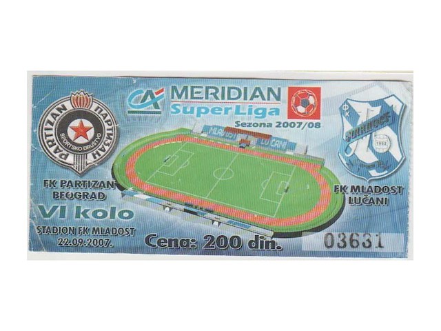 FUDBAL: MLADOST (Lucani) - PARTIZAN 22.09.2007