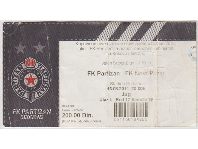 FUDBAL: PARTIZAN - NOVI PAZAR 13.08.2011