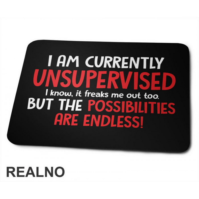 I AM CURRENTLY UNSUPERVISED. I KNOW. IT FREAKS ME OUT TOO. BUT THE POSSIBLITIES ARE ENDLESS! - HUMOR - PODLOGA ZA MIŠ