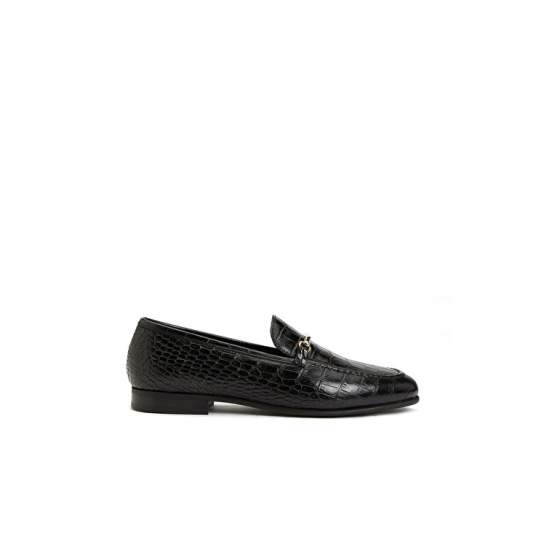 Black Womens Leather Loafers