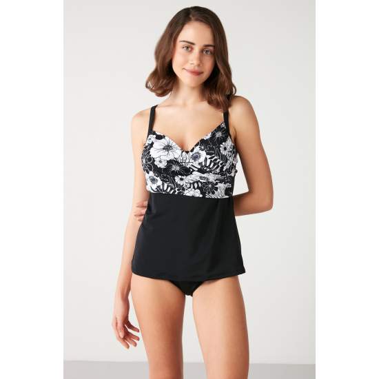 Recta Flower Patterned Double Breasted Tankini