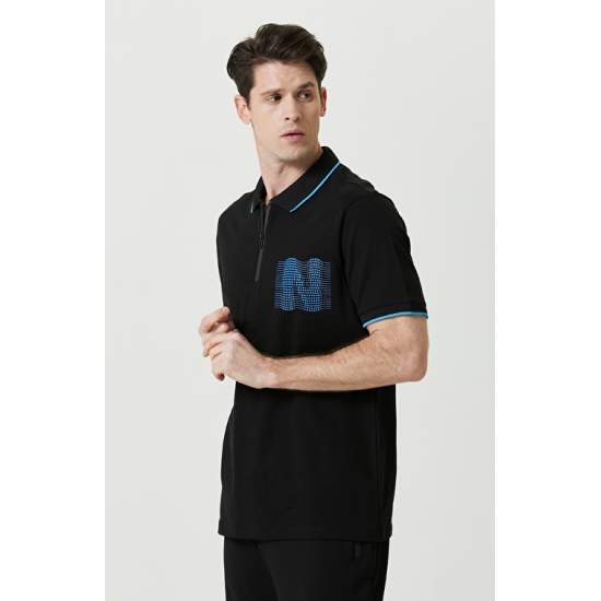 Black Polo Neck Short Sleeve Tshirt