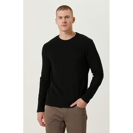 Black Cotton Long Sleeve Tshirt