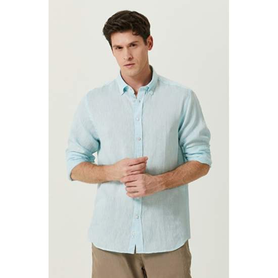 Mint Long Sleeve Linen Shirt