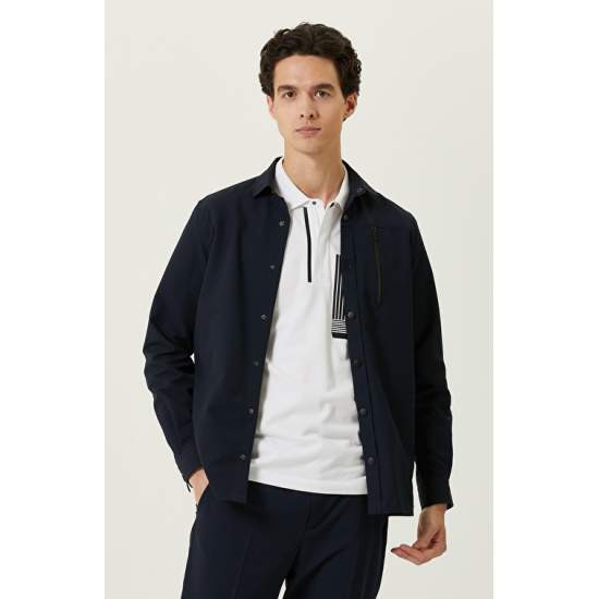 Navy Blue Long Sleeve Outer Shirt