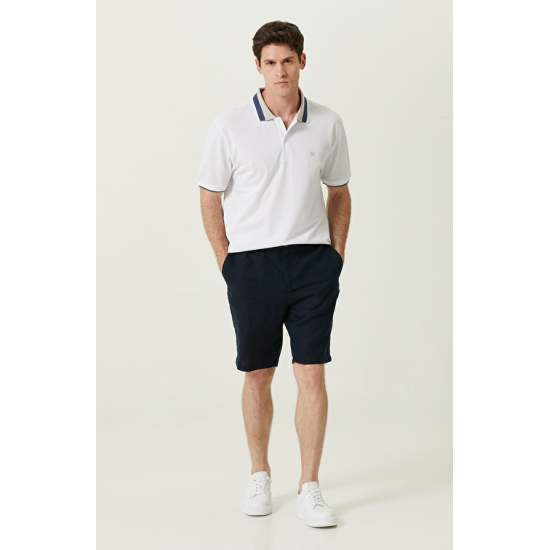 Navy Blue Linen Shorts