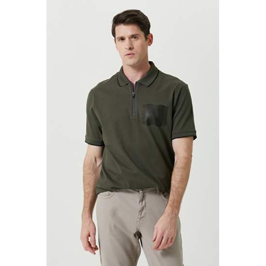 Khaki Polo Neck Short Sleeve Tshirt