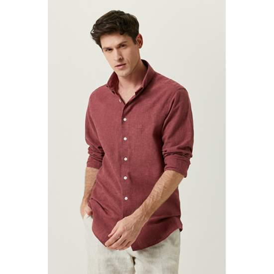 Dried Rose Long Sleeve Linen Shirt