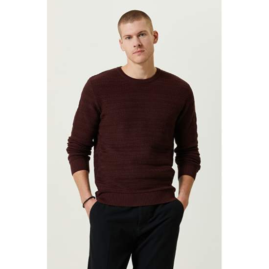 Burgundy Patterned Knitwear Sweater