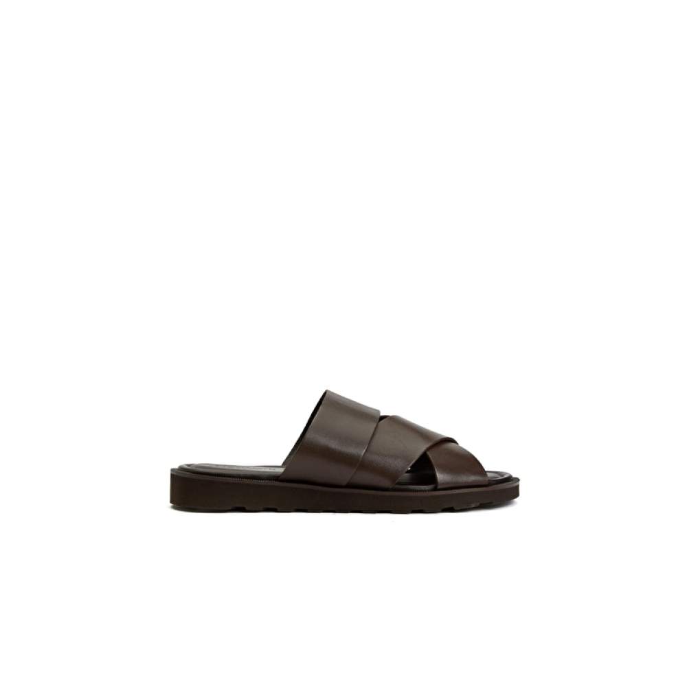 Brown Men's Leather Slippers